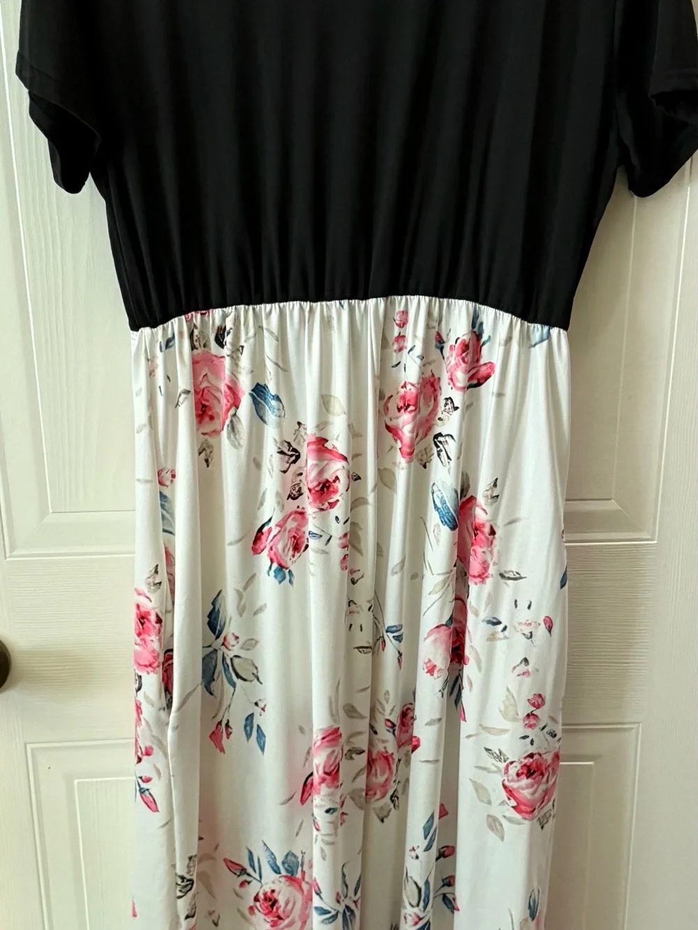 Amazon | Dresses | Amazon Black Bodice White Maxi Dress With Pink ...